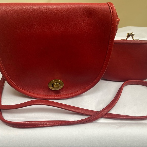 Coach | Bags | Vintage Coach Red Crossbody Bag And Coin Purse Set ...